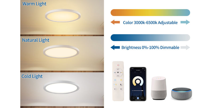 China Smart LED Ceiling Light Flush Mount Dimmable WiFi APP & Remote ...