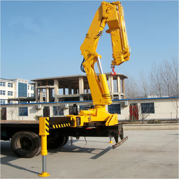China Hand operated hydraulic knuckle boom lorry truck mounted crane on ...