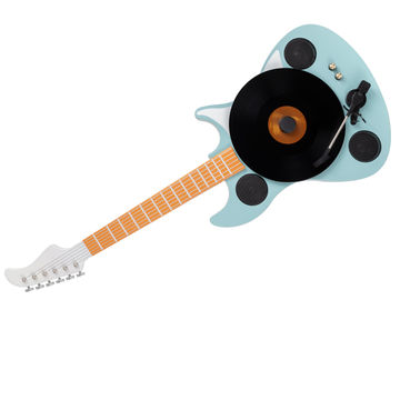 China Guitar shape turntable player Wall Mounted Wooden vinyl record ...