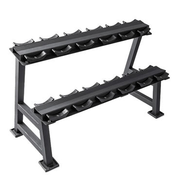 China Rubber Coated Set Chromed hexagonal rubber dumbbells rack on ...