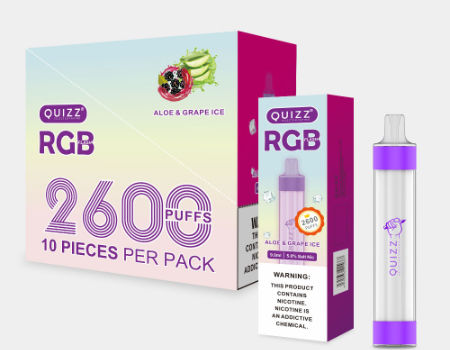 China Quizz Disposable Vape with 2600 Puffs 9.0ml Pre-Fill E-Juice RGB ...