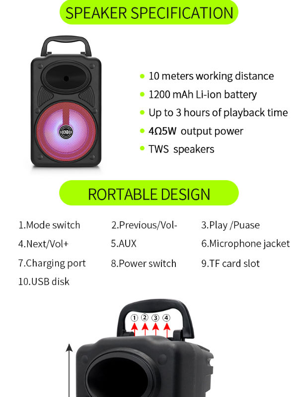 China Portable Hi Fi Smart Bass Wireless Tws Bluetooth Speaker With ...