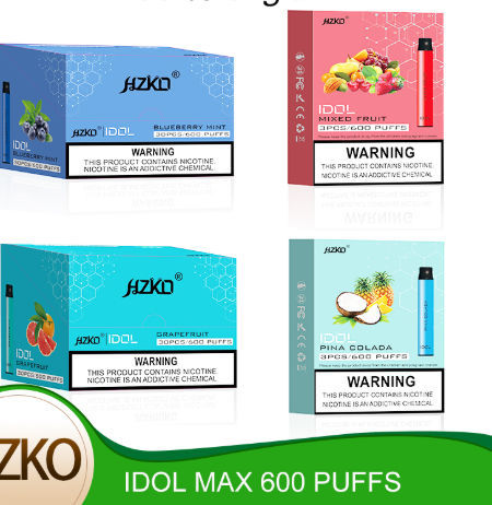 China E Cig 600puffs 5% Disposable Vapepen HZKO Idol Vape Ecigarettes ...