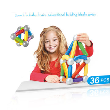 China Magnetic Block Puzzles 36 Pieces Smart Builders DIY Rod Toy ...