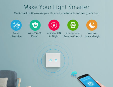 TuyaSmart Remote Control Light Switches Touch-Sensitive Switch Output ...