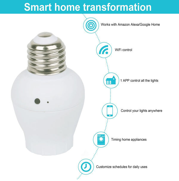 China Smart Light Bulb Socket Adaptor Wifi Alexa Google Assistant ...