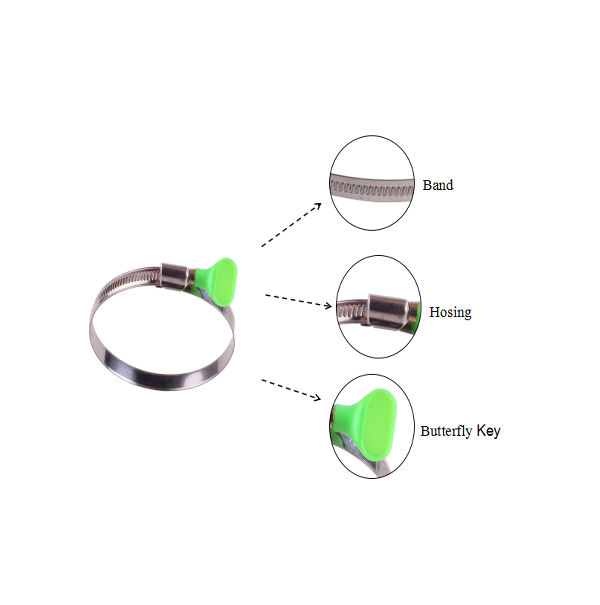 China Galvanized steel germany type hose clamp with butterfly key on ...