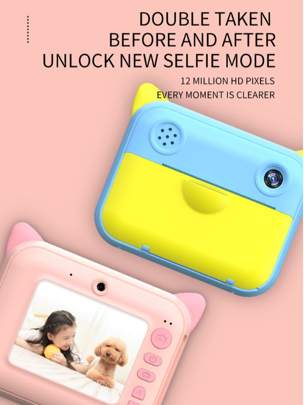 Instant Print Camera for Kids, Digital Zero Ink Video Camera 1080P FHD ...
