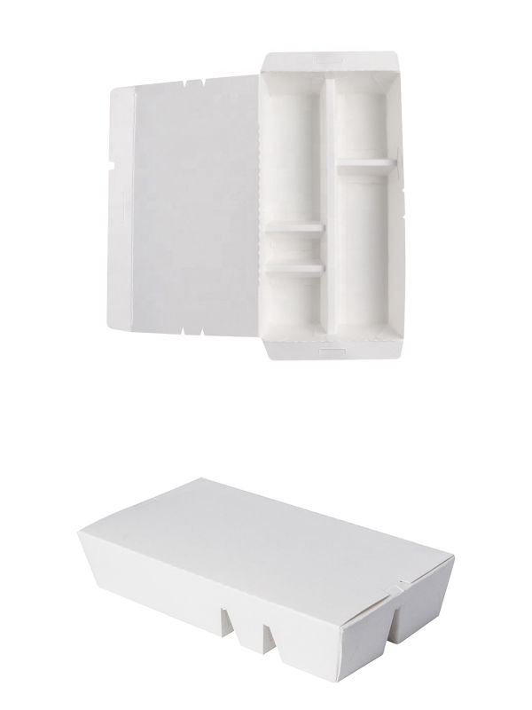 Disposable Paper Lunch Box White Paper Food Packaging with 5 ...