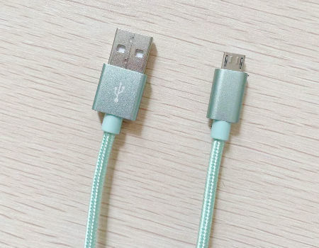 China Green braided micro USB cable, charging and data cable with ...