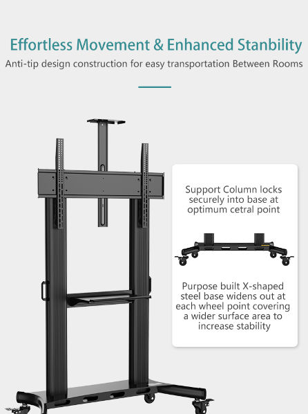 China AF100 max vesa 1000x600mm fits 60"-100" tv mobile stand cart on ...