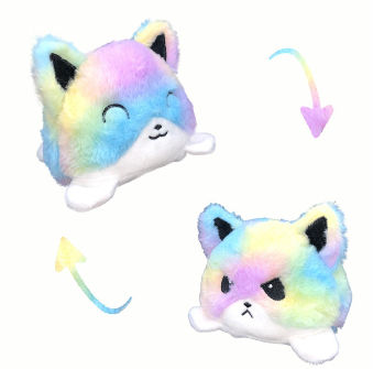 China Hot sale Double face happy sad soft stuffed reversible rainbow ...