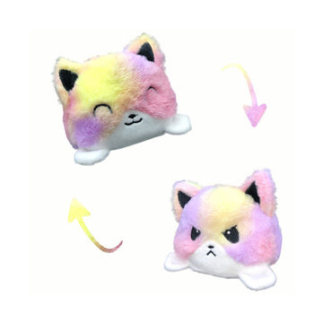 China Hot sale Double face happy sad soft stuffed reversible rainbow ...