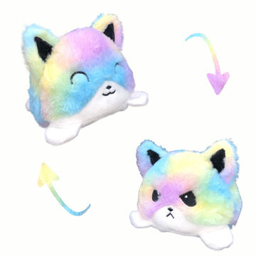 China Hot sale Double face happy sad soft stuffed reversible rainbow ...