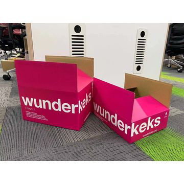 China Food packaging boxes,RSC boxes in light pink with custom logo fro ...