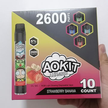 China AOKIT LUX 2600puffs RGB light glowing disposable vape electronic ...
