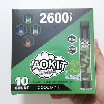 China AOKIT LUX 2600puffs RGB light glowing disposable vape electronic ...