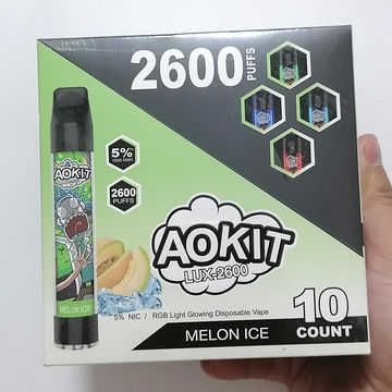 China AOKIT LUX 2600puffs RGB light glowing disposable vape electronic ...