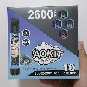China AOKIT LUX 2600puffs RGB light glowing disposable vape electronic ...