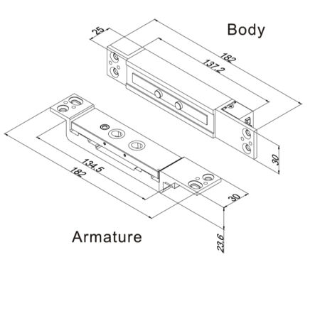 2600 Lbs Holding Force Shear Maglock Fail-Safe Concealed Electric ...