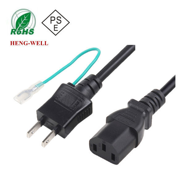 JET Standard Approval 2 Pin Plug 7A 125V Ground Wire Janpan PSE Power ...