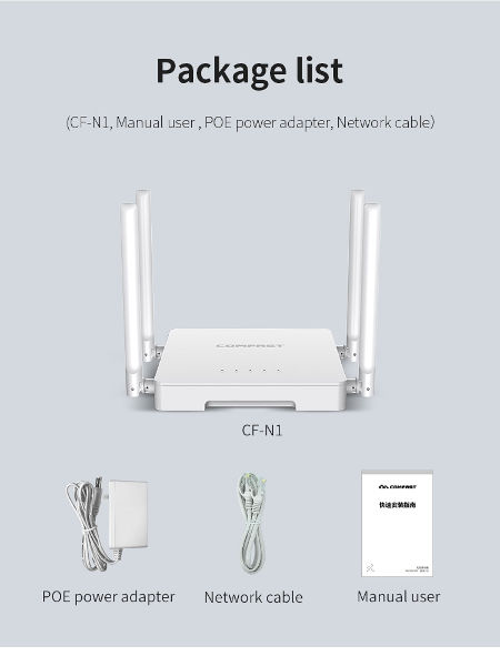 China COMFAST WIFI Router 300Mbps 2.4G 802.11 b/g/n 4 Antennas192.168. ...