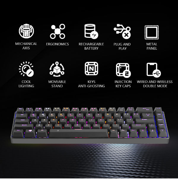 China OEM Mini wired and BT wireless Dual mode RGB mechanical Gaming ...