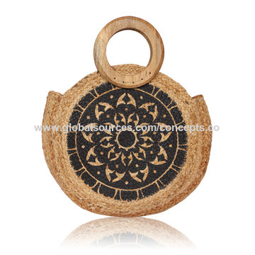 India Batik print round jute hand bag on Global Sources,Jute Bag,Jute ...