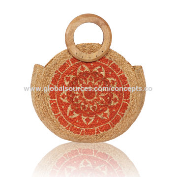 India Batik print round jute hand bag on Global Sources,Jute Bag,Jute ...