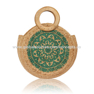 India Batik print round jute hand bag on Global Sources,Jute Bag,Jute ...