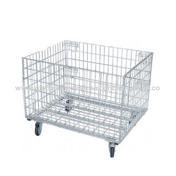China Stackable Folded Galvanized Steel Welded Wire Mesh Container with ...
