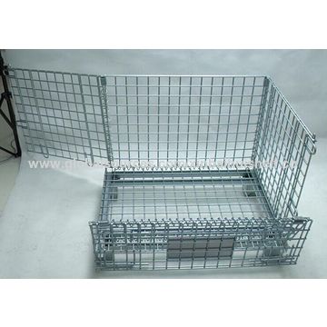 China Stackable Folded Galvanized Steel Welded Wire Mesh Container with ...
