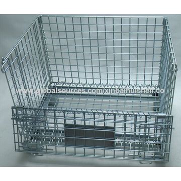 China Stackable Folded Galvanized Steel Welded Wire Mesh Container with ...