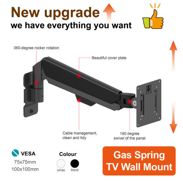 China White 360 degree rocker rotation gas spring tv wall mount on ...