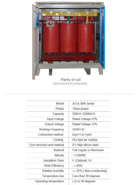 Three Phase Dry Type Step Up Down Isolation Transformer 10kva