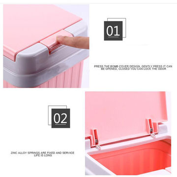 China Plastic Push-Button Garbage Can Desktop Trash Can Recycled Waste ...