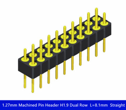 China HC1.27mm Machined Pin Header H1.9 Dual Row L=8.1mm Straight on ...