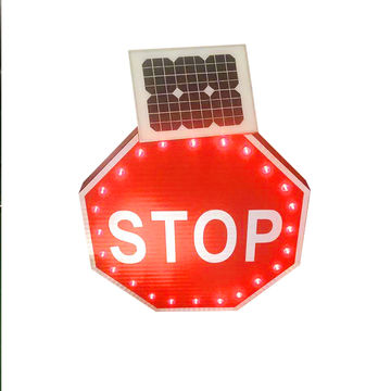 China Solar Powered Flashing white LED 800 mm Octagon Stop Sign for ...