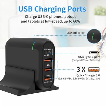 China 4 port USB PD AC adapter, 4 port adapter on Global Sources,USB PD ...