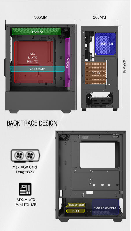 China Front plastic panel atx horizontal full tower computer case on ...