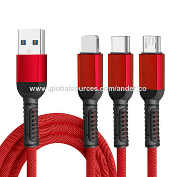 China China USB 2.0 cable 3 in 1 phones cables Type-C power charging ...