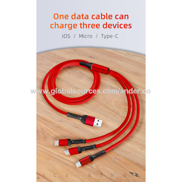 China China USB 2.0 cable 3 in 1 phones cables Type-C power charging ...