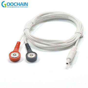 China DC2.35 Male Plug to Electrode 3.5mm 4mm 5mm female ecg snap cable ...
