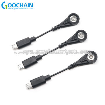 China Emg ekg ecg snap button cable with micro 5p connector on Global ...