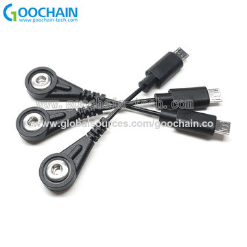 China Emg ekg ecg snap button cable with micro 5p connector on Global ...