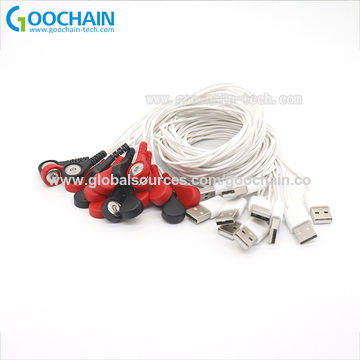 China Emg ekg ecg snap button cable with micro 5p connector on Global ...