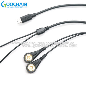 China TYPE C To Gold Plated 4mm Female Button Snap Medical*2 Lead Wire ...