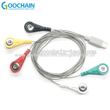 China 4mm 5mm Female Button Snap Medical Lead Wire 5 in 1 ECG Snap ...