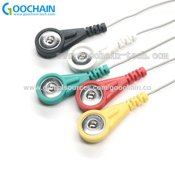 China 4mm 5mm Female Button Snap Medical Lead Wire 5 in 1 ECG Snap ...