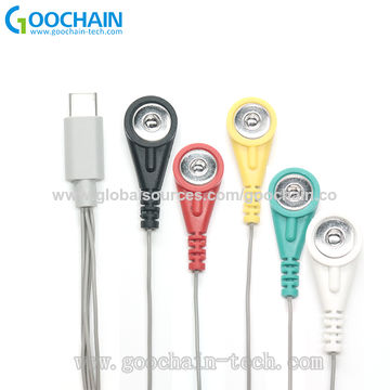 China 4mm 5mm Female Button Snap Medical Lead Wire 5 in 1 ECG Snap ...